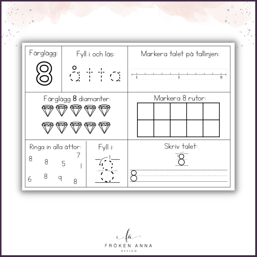 Dagens/Veckans tal 0-9 skolmaterial - Fröken Anna