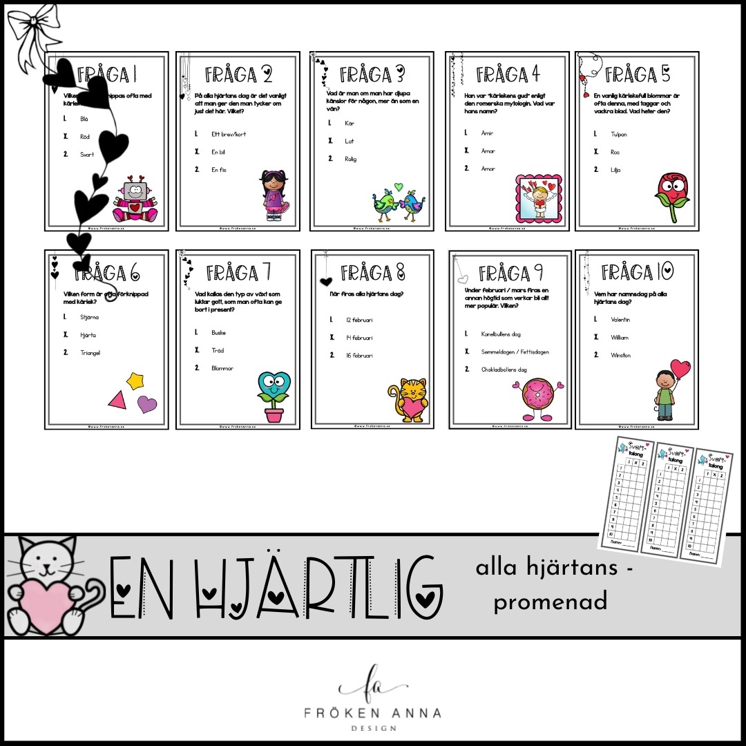 Alla Hjärtans Dag Tipspromenad Skolmaterial Fröken Anna