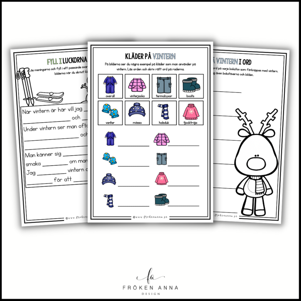 Arbetshäfte: tema vinter skolmaterial - Fröken Anna
