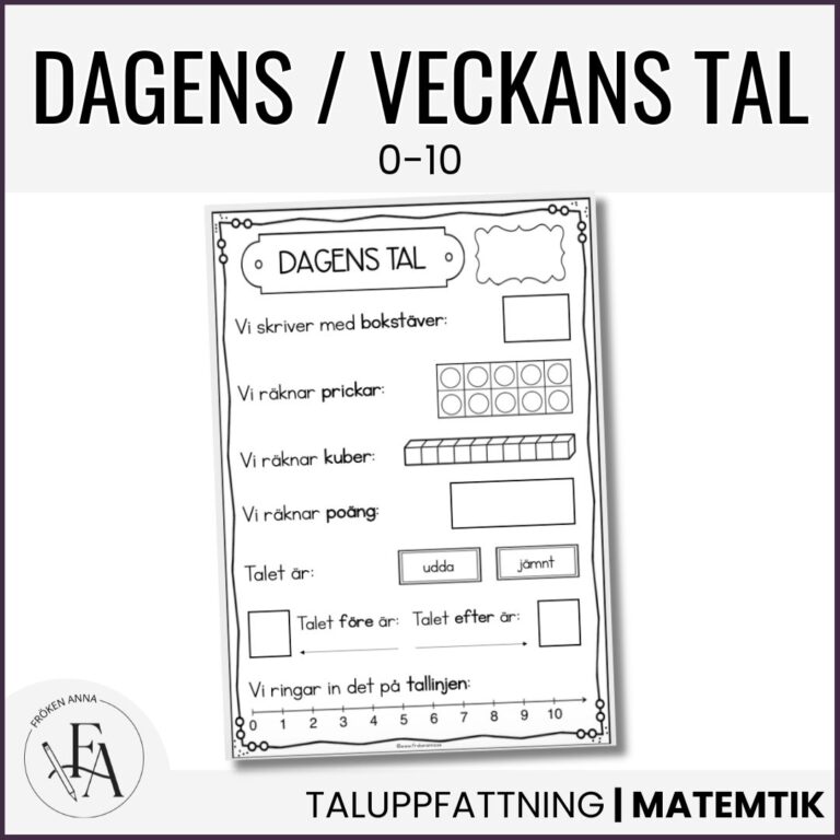 Startuppgift: Dagens / Veckans tal 0-9 - Fröken Anna