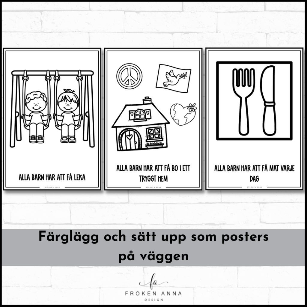 Barnkonventionen: Posters / Arbetshäfte i tre nivåer skolmaterial - Fröken Anna