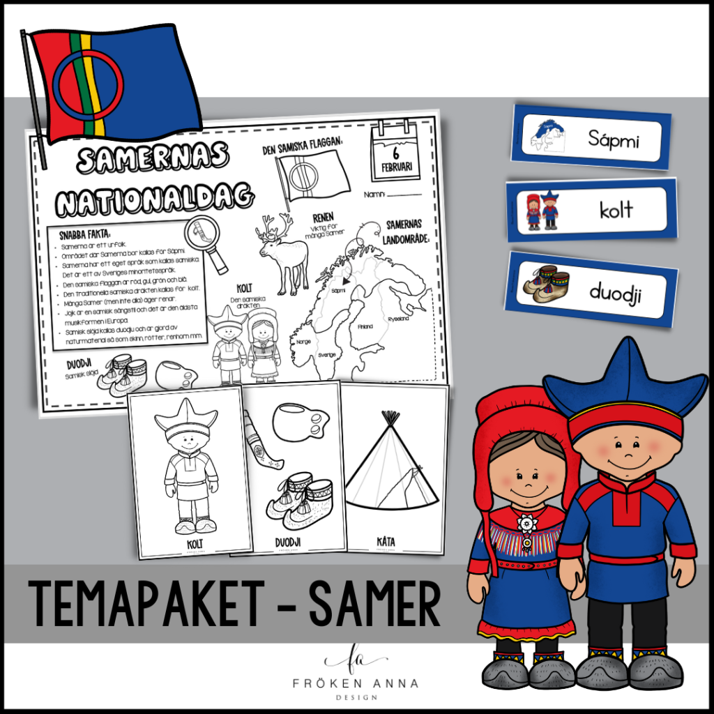 Materialpaket: Samer (ordkort, faktablad, målarbilder) skolmaterial ...