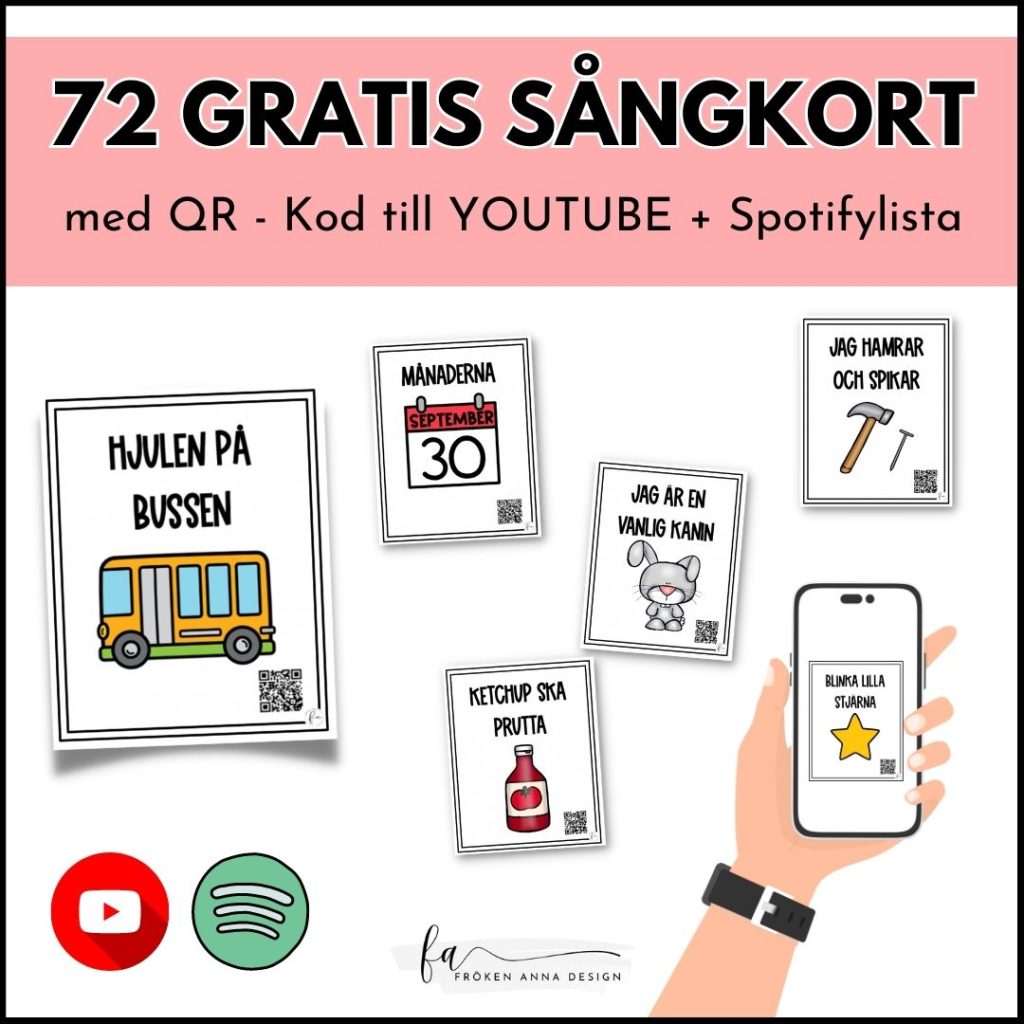 72 sångkort med bildstöd för barn - Fröken Anna