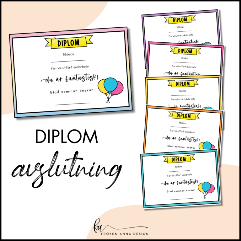 Diplom till avslutningen - Fröken Anna