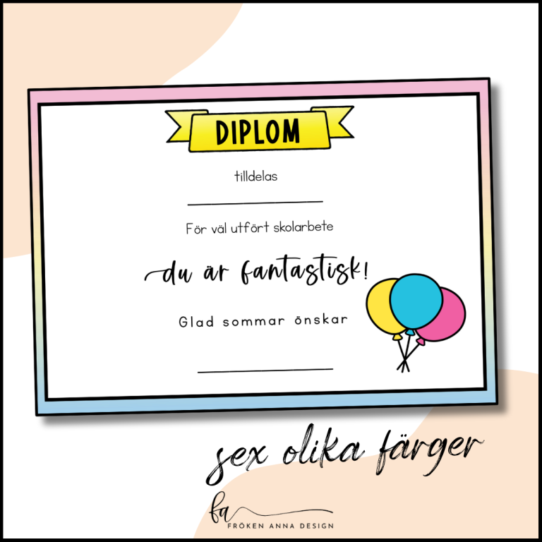Diplom till avslutningen - Fröken Anna
