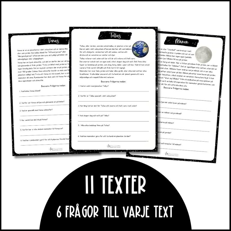Läsförståelse Rymden | Solsystemet | Planeter - Fröken Anna