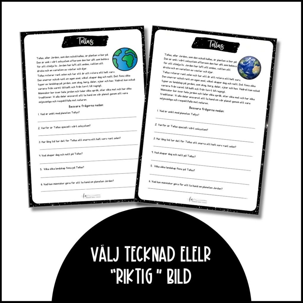 Läsförståelse Rymden | Solsystemet | Planeter - Fröken Anna