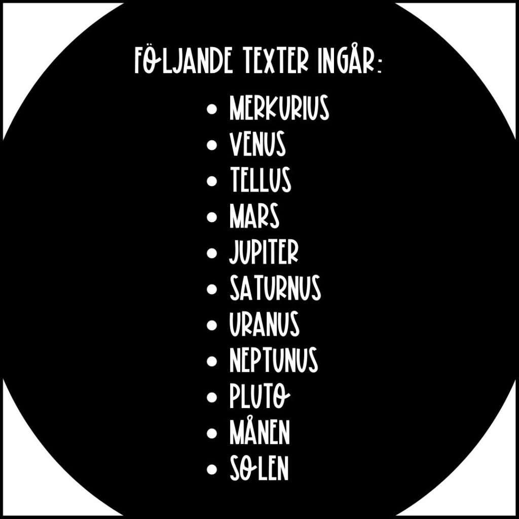 Läsförståelse Rymden | Solsystemet | Planeter - Fröken Anna