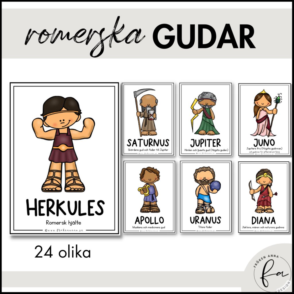 Romerska gudar - Posters / Flashcards / Målarbilder - Fröken Anna