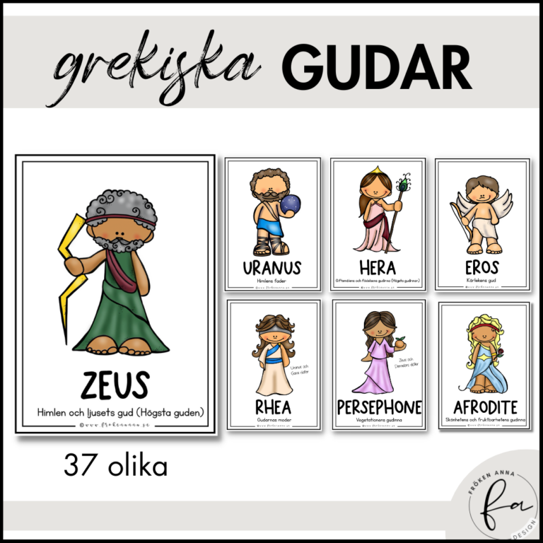 Grekiska gudar - Posters / Flashcards / Målarbilder - Fröken Anna