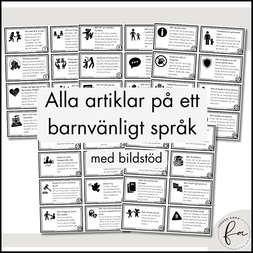 Barnkonventionen – Kort med barnens rättigheter på enkelt språk ...